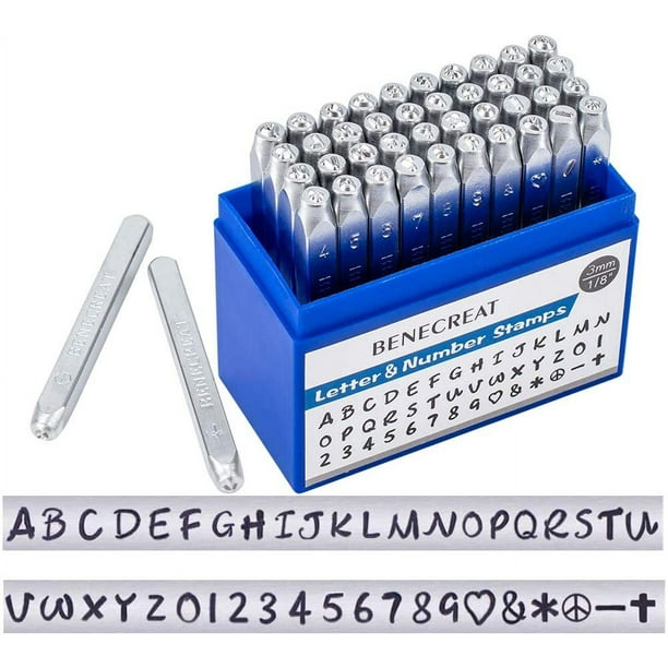 Juego de 42 sellos de metal, letras y números, 3 mm, acero al carbono, AZ y 0-9, símbolos de ...