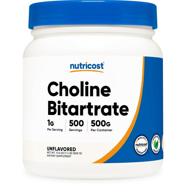 Nutricost Pure Choline Bitartrate Supplement Powder, 500 Grams ...