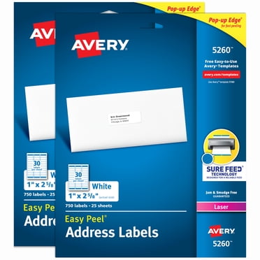 Avery Address Labels with Silver Border for Inkjet Printers, 1" x 2-5/8 ...