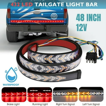 5 MODES 60" 432LED Truck Strip Tailgate Light Bar 3Row Reverse Brake ...