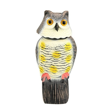 1pc Fake Owl Decoy 360° Rotating Head Scarecrow Owl Decoy Scary Sounds ...