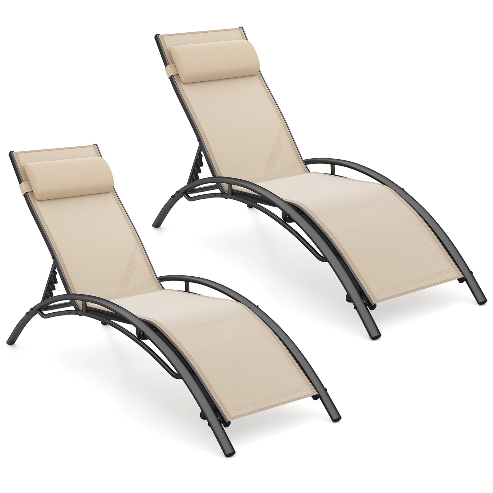 Click here for Gymax Patio Chaise Lounges Set Of 2 W/5-Position B... prices
