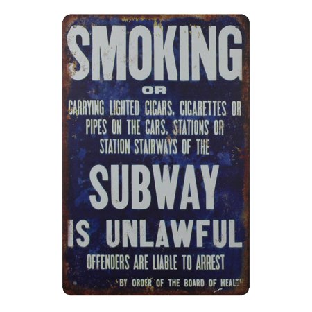 Smoking in Subway is Unlawful metal tin sign vintage style reproduction ...