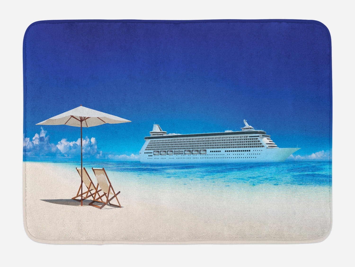 Seaside Bath Mat, Summer Beach Cruise Boat Trip Tourism Transportation ...
