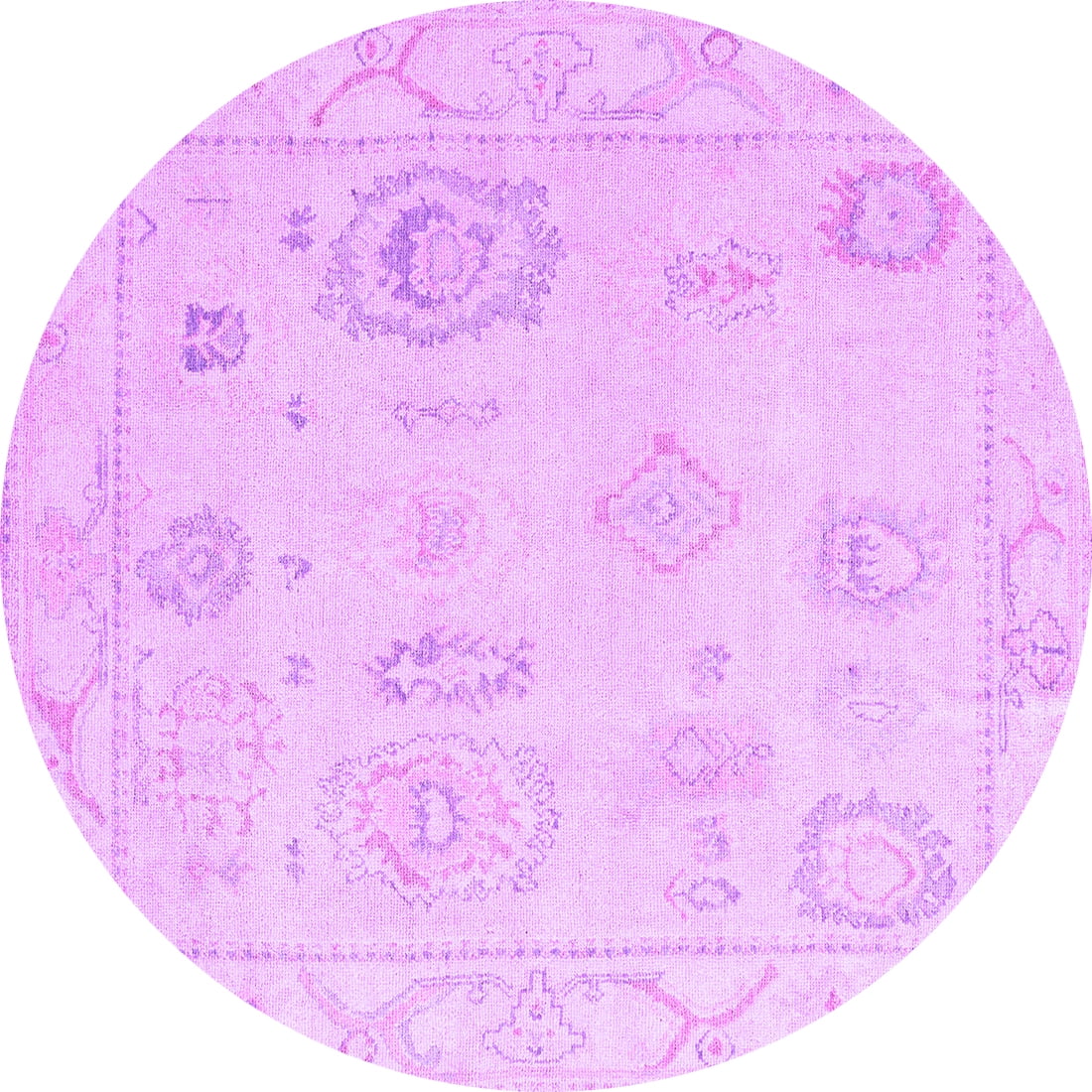 Ahgly Company Indoor Round Oriental Purple Traditional Area Rugs, 3 ...