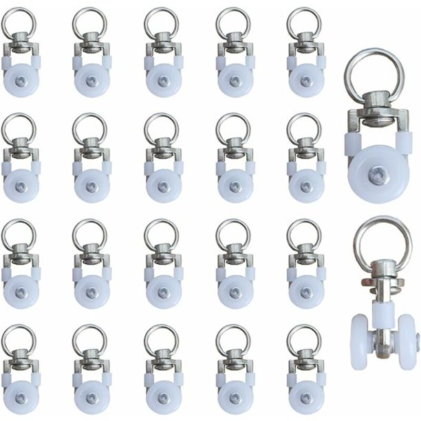 Hongchun 20 Pieces Metal Pulley Wheel, Curtain Pulley, Sliding Curtain ...