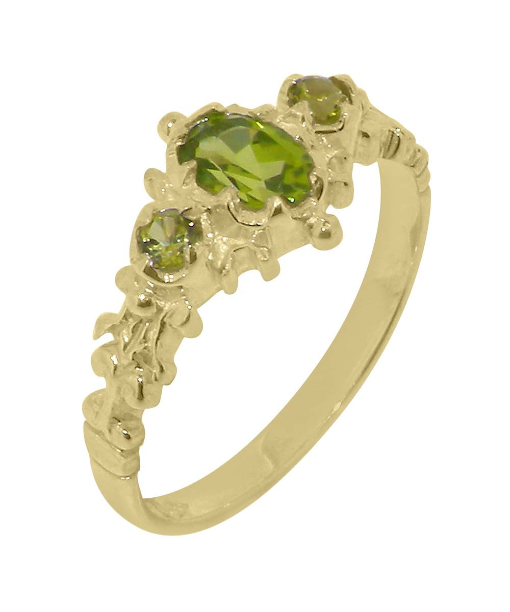 LBG British Made 14k Yellow Gold ring with Natural Peridot Womens ...
