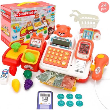 Vokodo Toy Cash Register Set with Microphone, Scanner, Calculator, Play ...