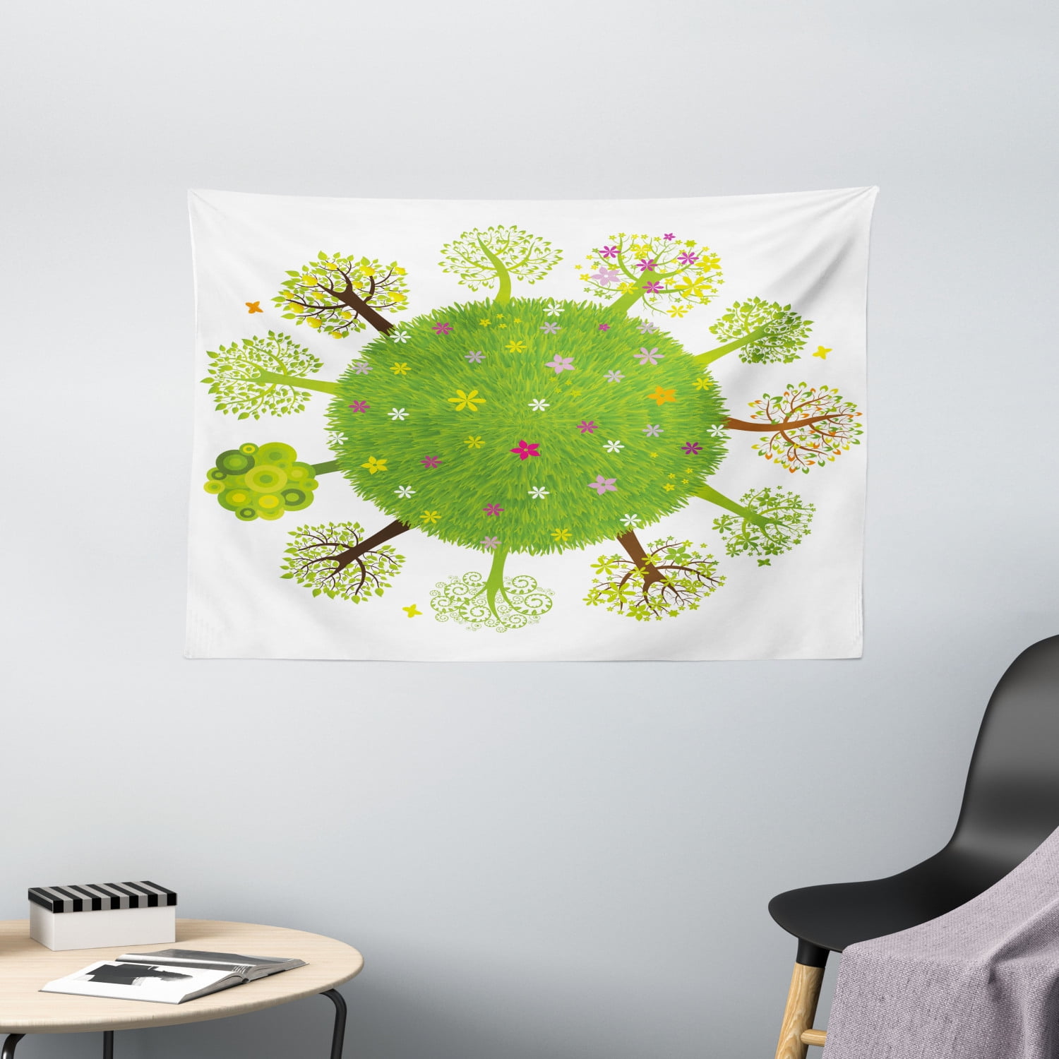 Earth Tapestry, Various Green Trees Around the World in Full Blossom ...