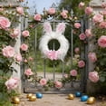 AZXY 18 Inch Easter Wreath for Front Door - Fluffy White Faux Fur ...