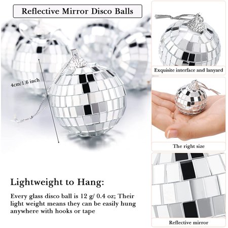 42 Pieces Mirror Disco Ball for Party Silver Hanging Disco Ball with ...