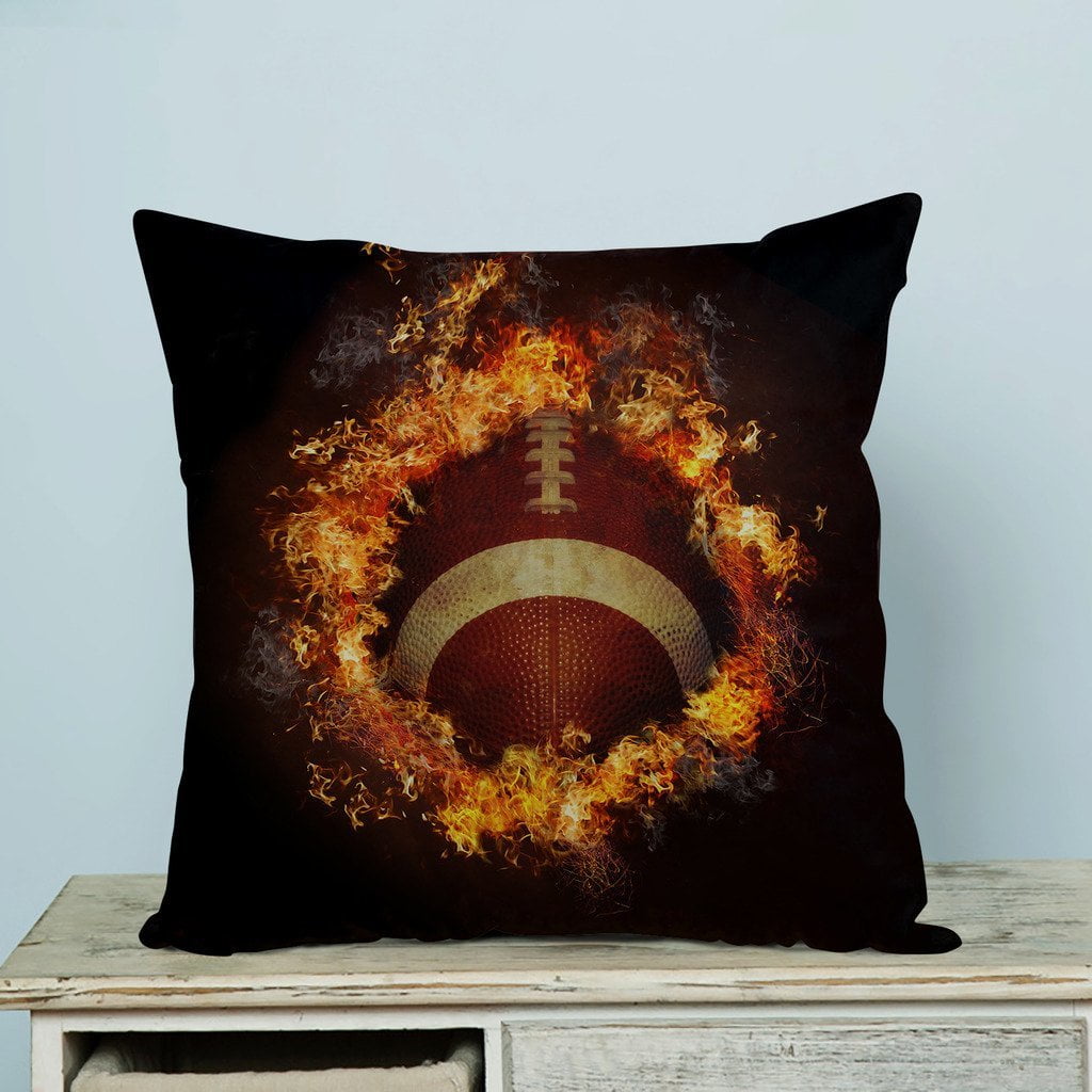 GCKG Spirit of Flaming American Football Pillow Case Pillow Cover ...