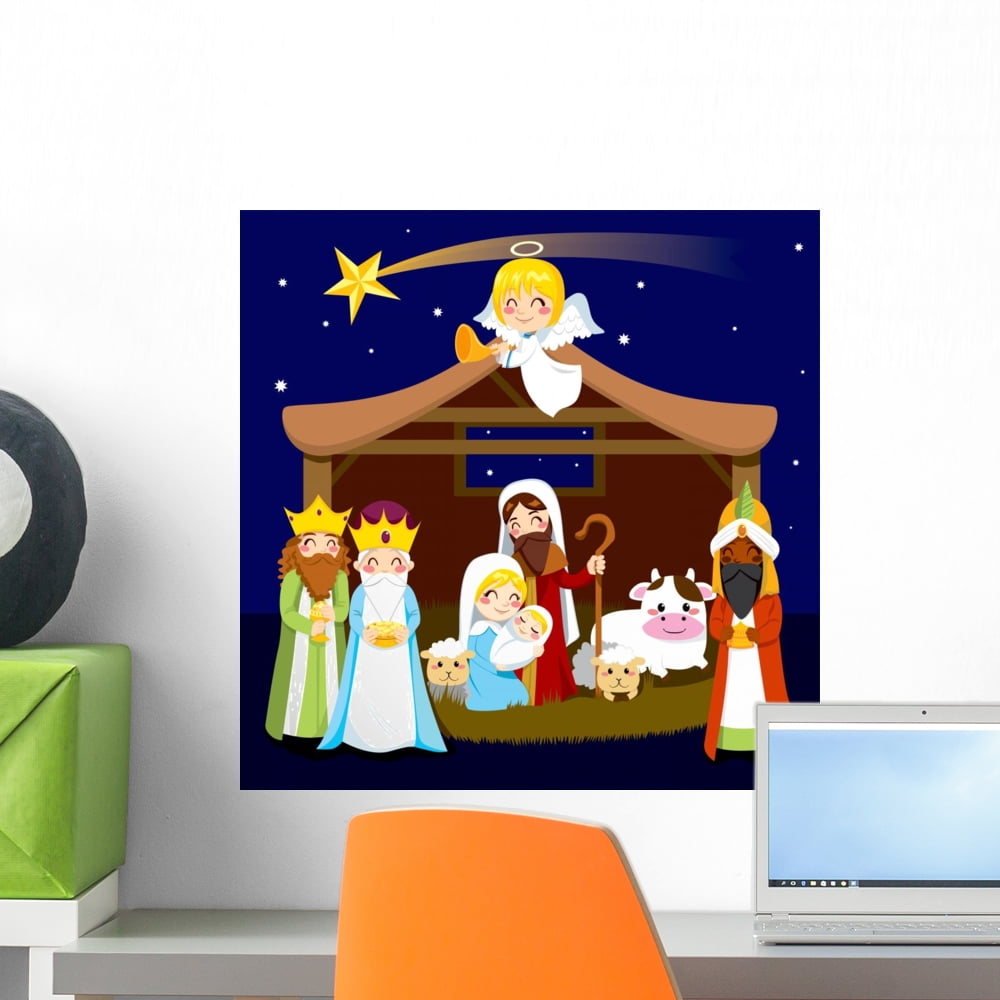 Christmas Nativity Scene Wall Mural by Wallmonkeys Peel and Stick ...