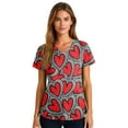 Dwralegc Women's Valentines Printed Scrub Tops V Neck Tops Heart ...
