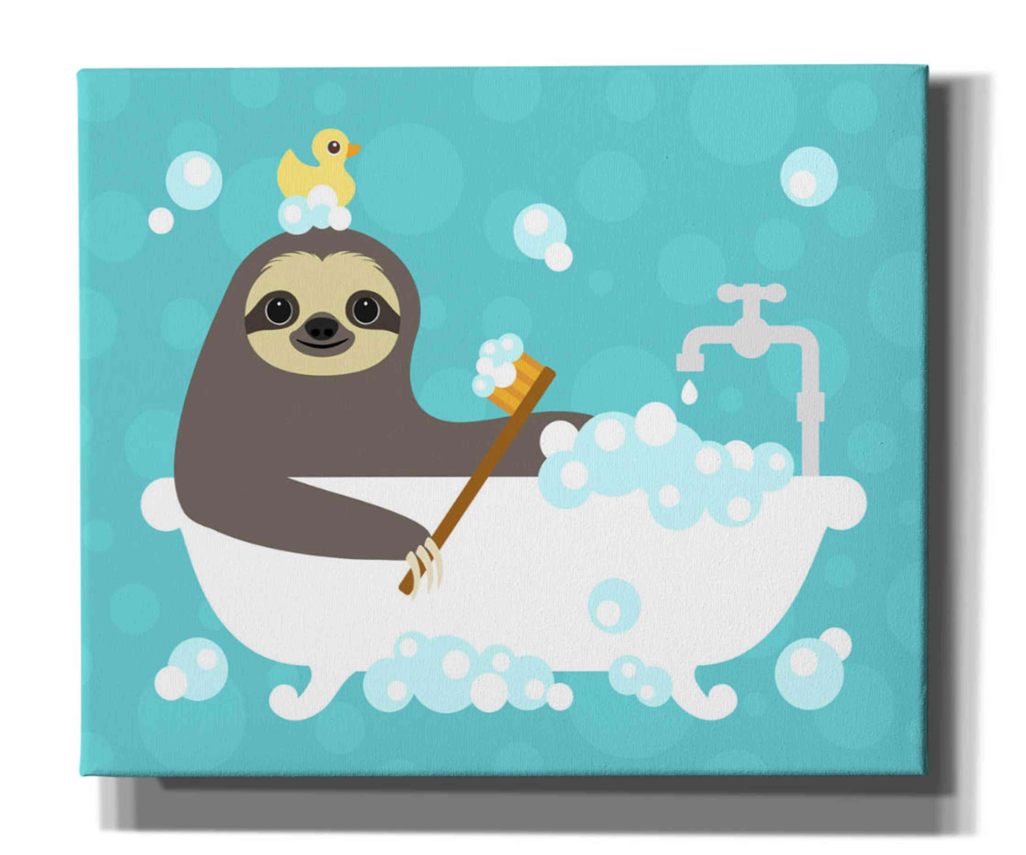 Epic Graffiti 'Scrubbing Bubbles Sloth' by Nancy Lee, Canvas Wall Art ...