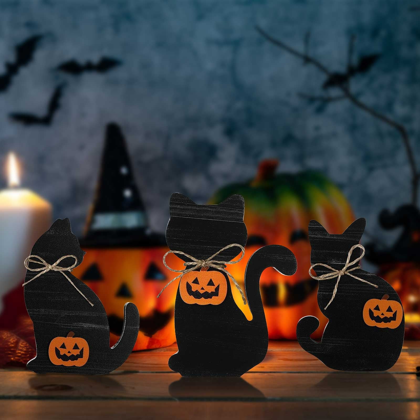 Fiudx Letreros de Mesa de Madera para Halloween, Diseño Único de ...