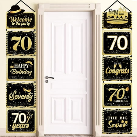 Large Glittery 70th Birthday Sign, 70th Happy Birthday Cutouts Hanging ...