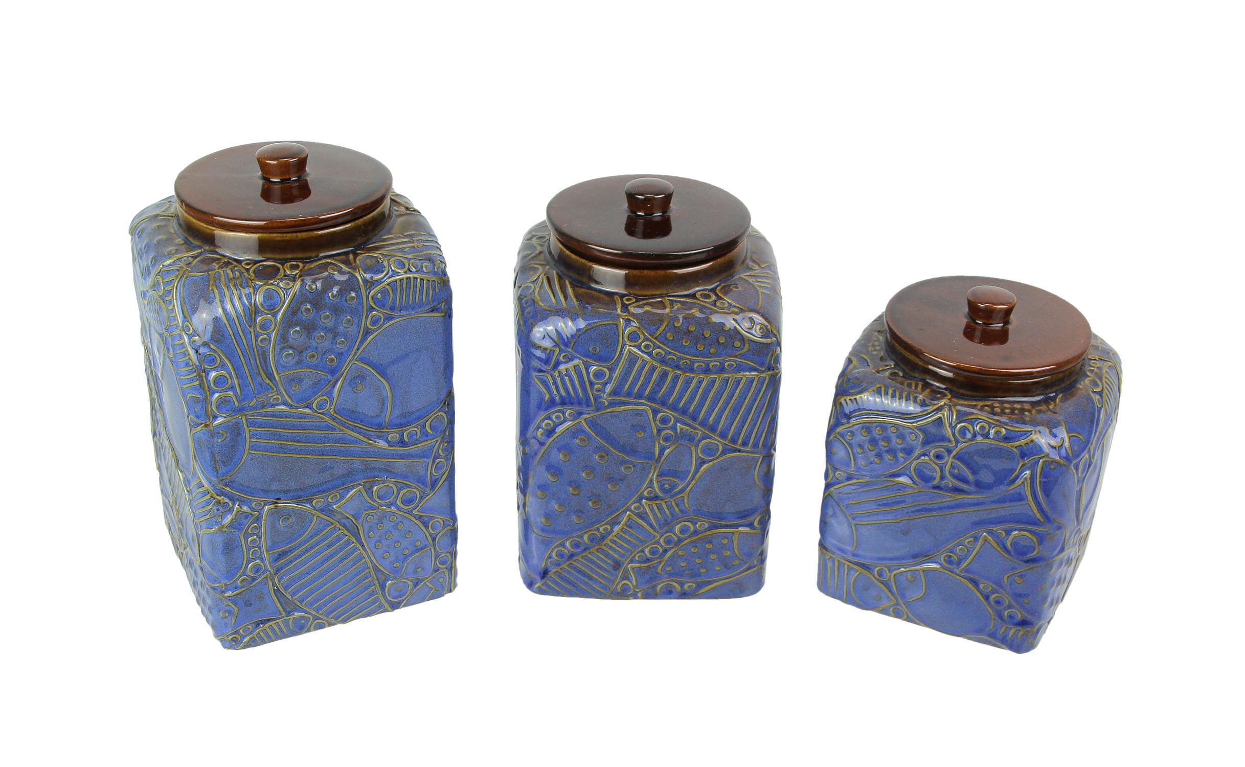 Jars & Containers Vintage Ceramic Flour Canister Blue Rooster Floral ...