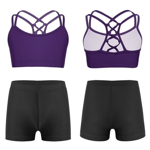 inhzoy Kids Girls 2Pcs Activewear Set Gymnastics Dance Sports Bra Crop ...