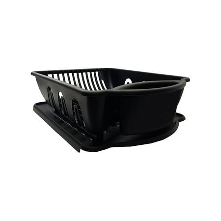 Black Sterilite Two Piece Sink Set Dish Rack Drainer Kitchen Perimeter ...