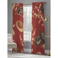 Golden Black Paper Fan Sheer Curtains 2 Panels Set Cherry Blossom ...