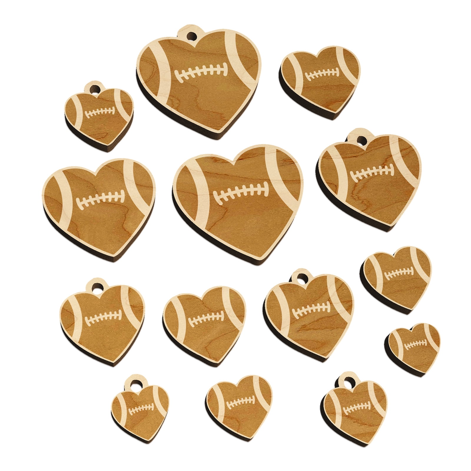 Heart Shaped Football Sports Wood Mini Charms Shapes DIY Craft Jewelry ...