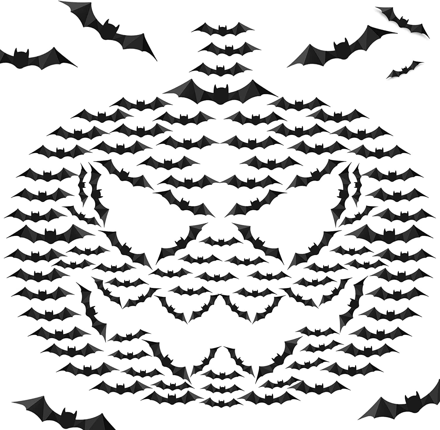 500 pcs DIY 3D Bats Wall Decor, PVC Waterproof 4 Sizes Black 3D Bats ...
