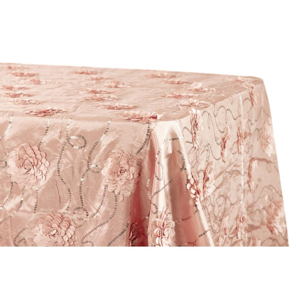 1 Pc, Flower On Sequin Taffeta Rectangular Tablecloth 90"X156" - Blush ...