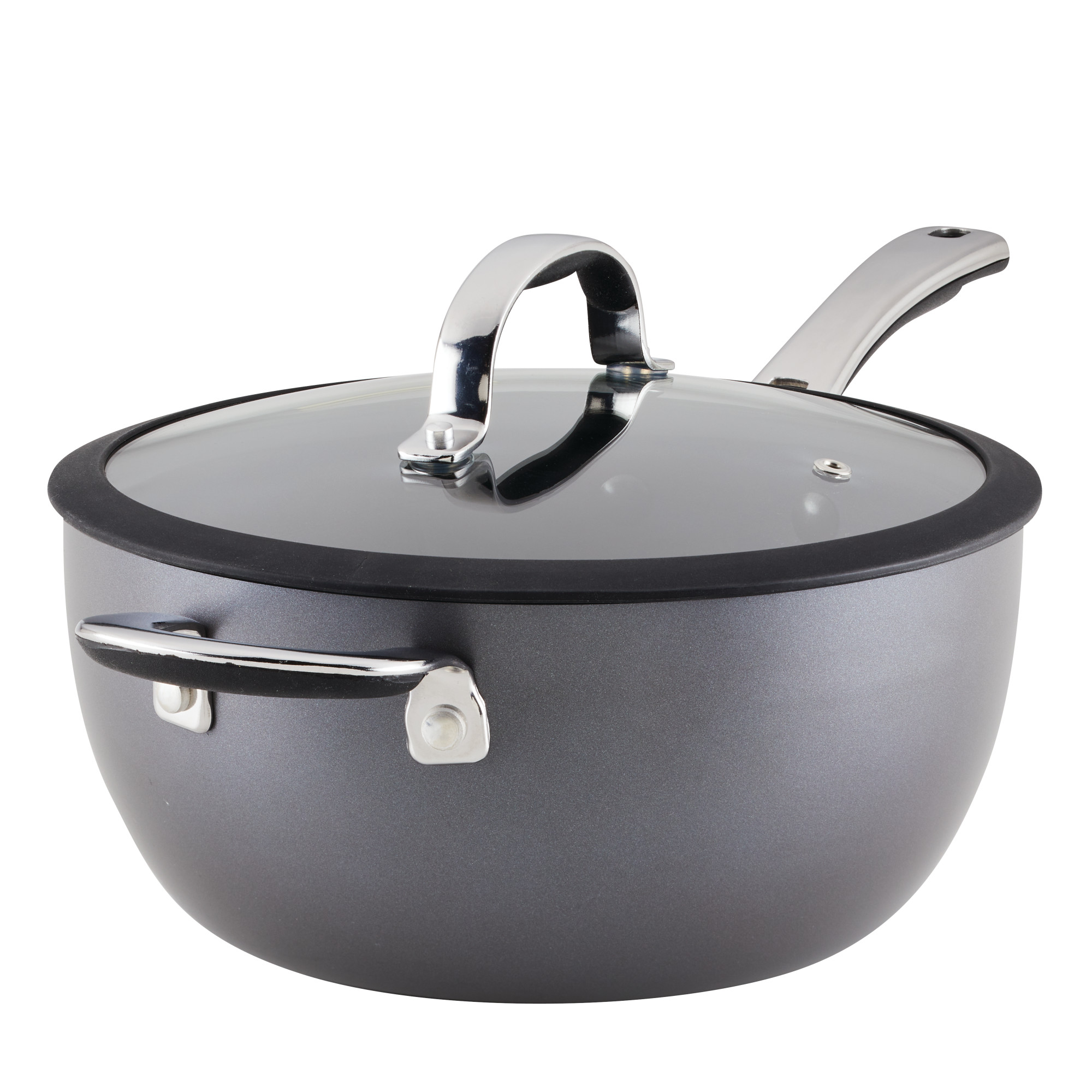Rachael Ray Cook + Create Hard Anodized Nonstick Saucier with Lid and ...