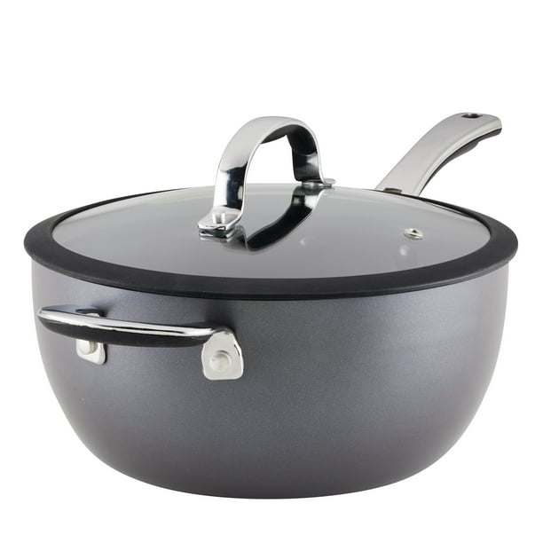 Rachael Ray Cook + Create Hard Anodized Nonstick Saucier with Lid and ...