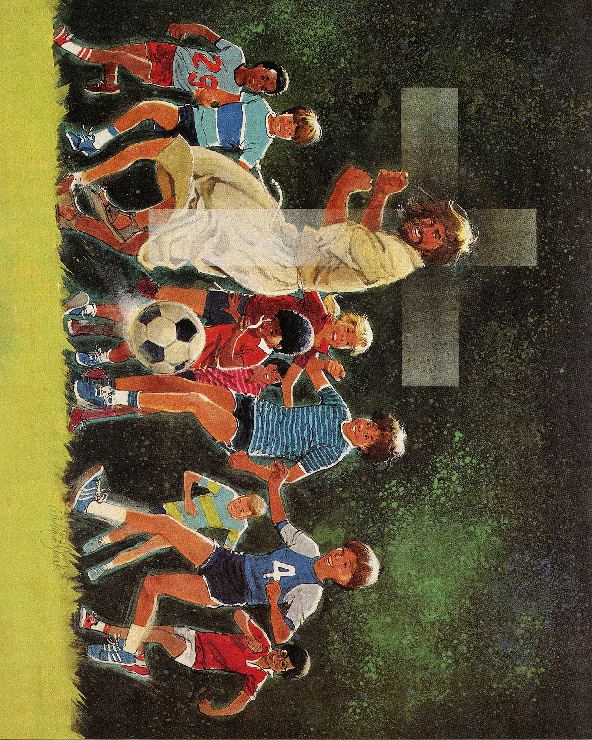 Catholic print picture - JESUS PLAYING SOCCER - 8" x 10" ready to be ...