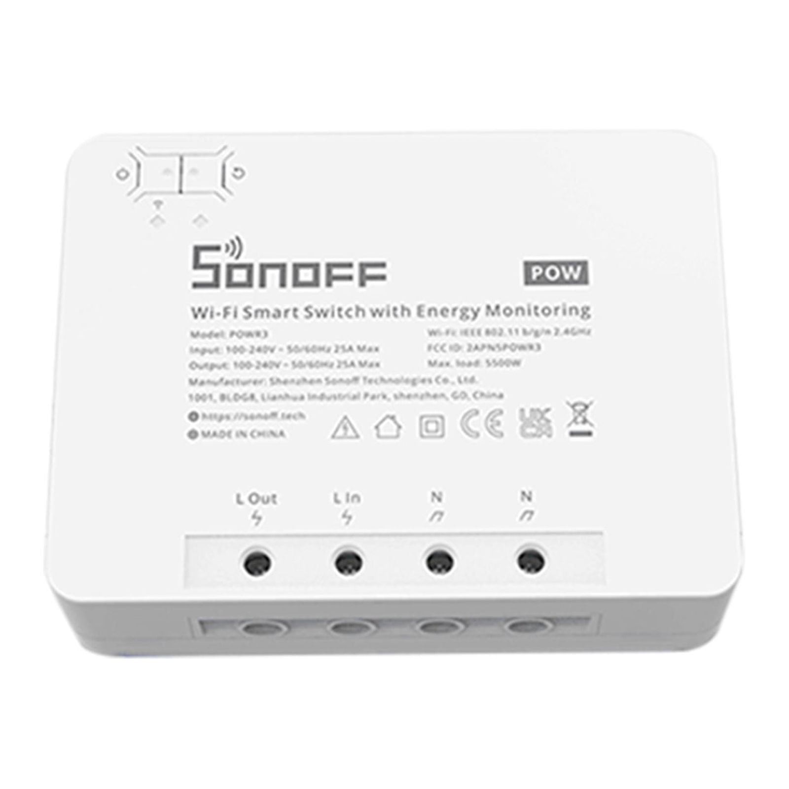Tfixol Sonoff Powr3 High Power Wifi Smart Switch 25a 5500w Diy Switch With Metering Statistics And Overload Protect For Ewelink App Alexa/Google Assis