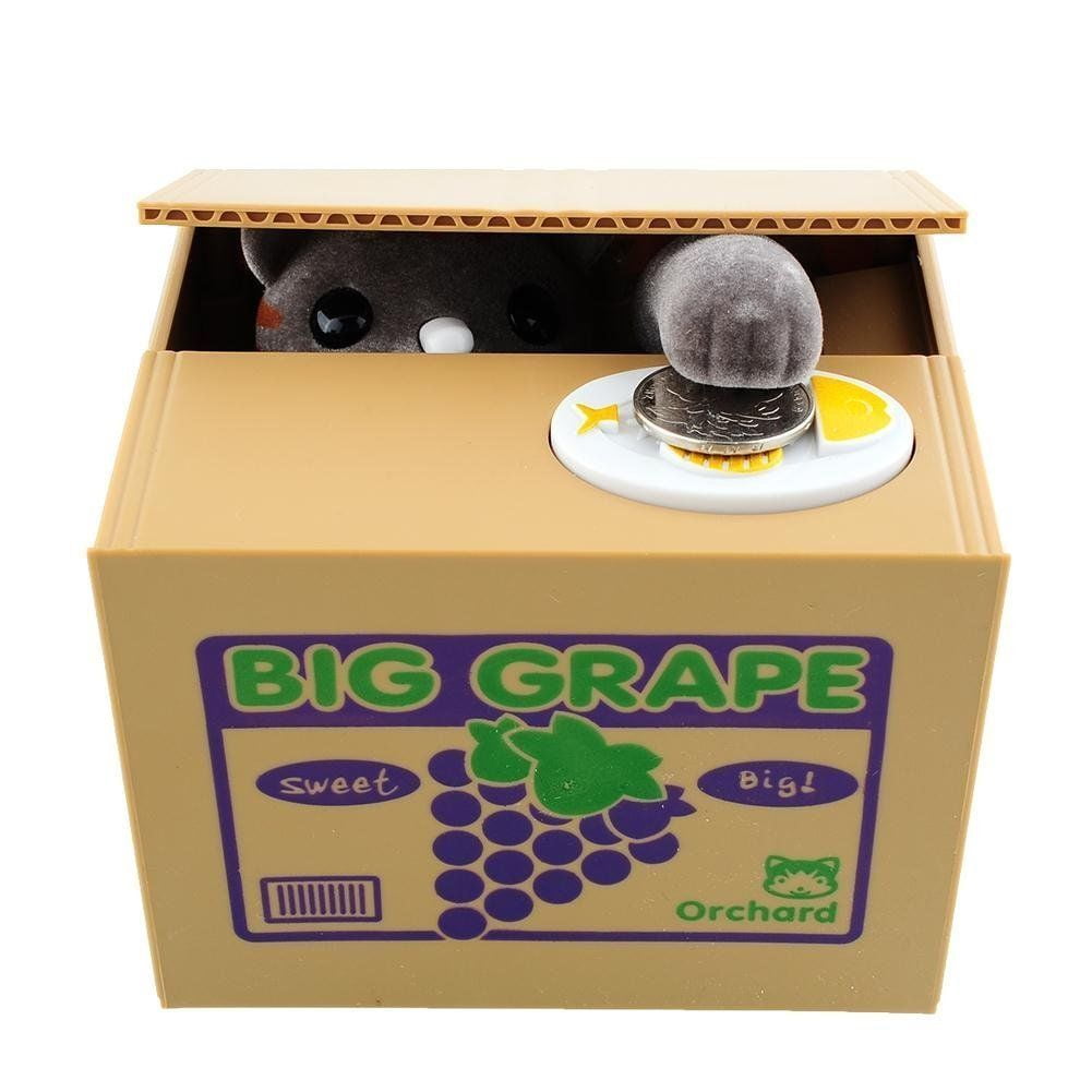 KT00013 Funny Cat Stealing Coin to Grapes Money Box Kitty Bank with ...