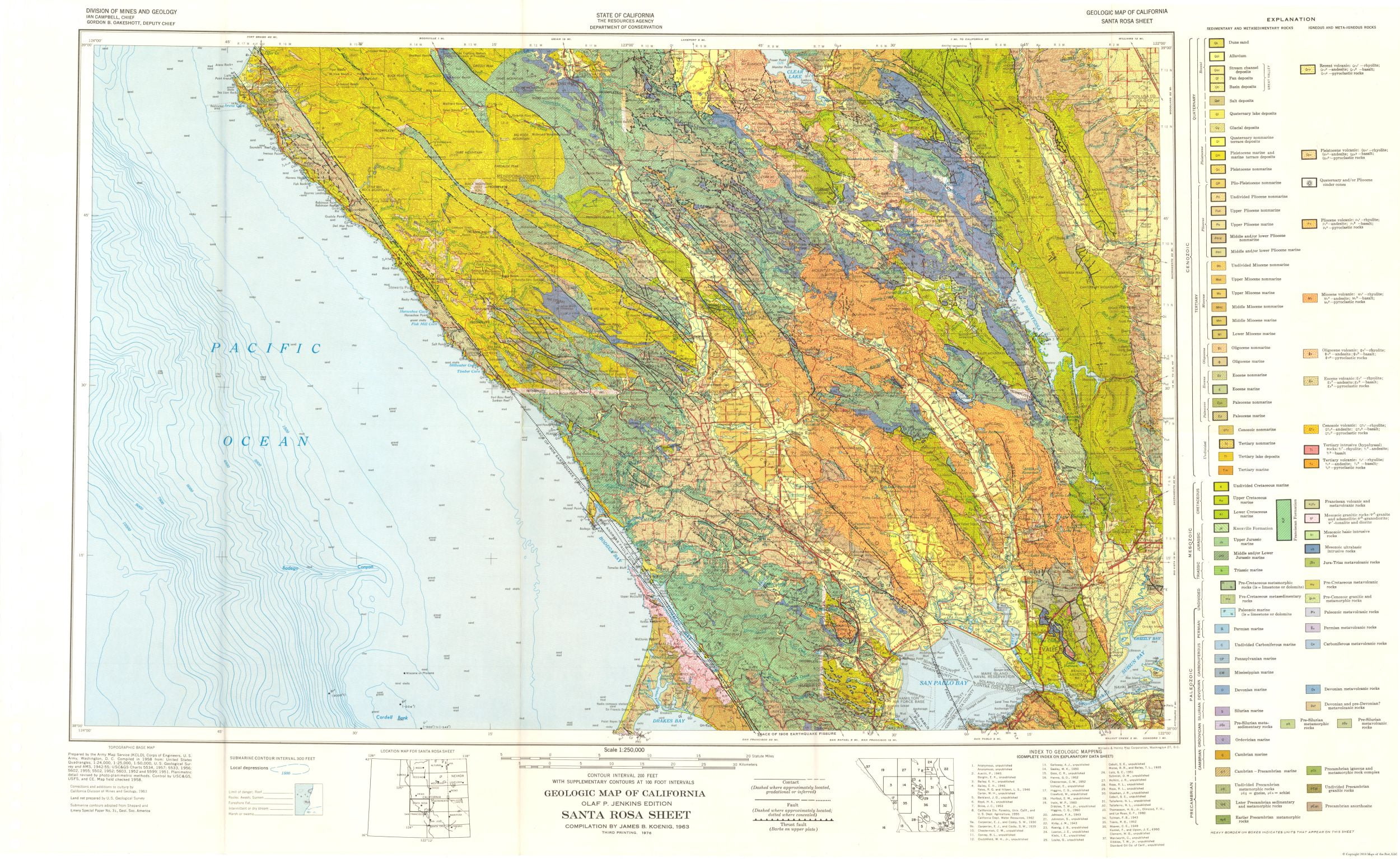 Mine Map - Santa Rosa California Mines Sheet - Koenig 1958 - 23.00 x 37 ...