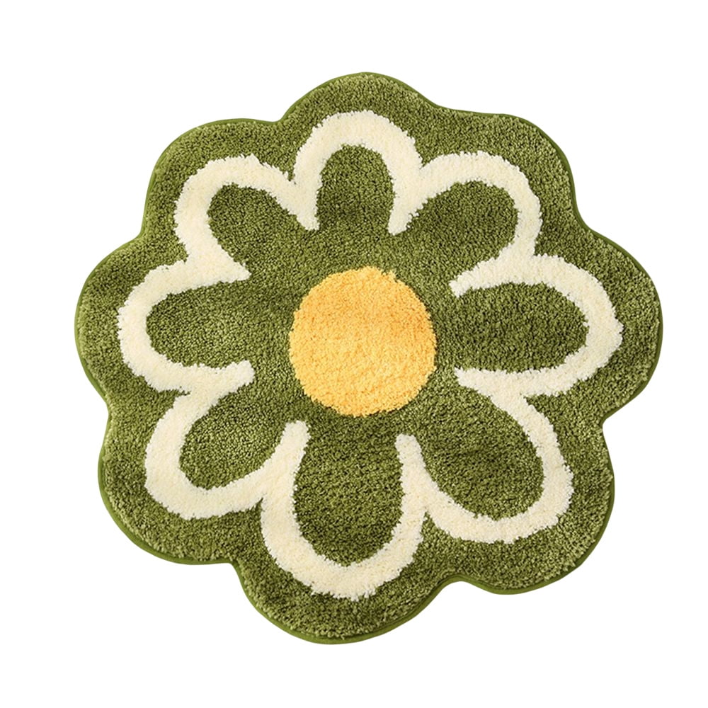 Bathroom Floor Flower Rugs Soft Textured Anti-Skid Bath Carpet for Tub ...
