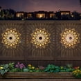 2 Pack Solar Fence Lights Metal Powered Outdoor Wall Deck Step Mandala ...