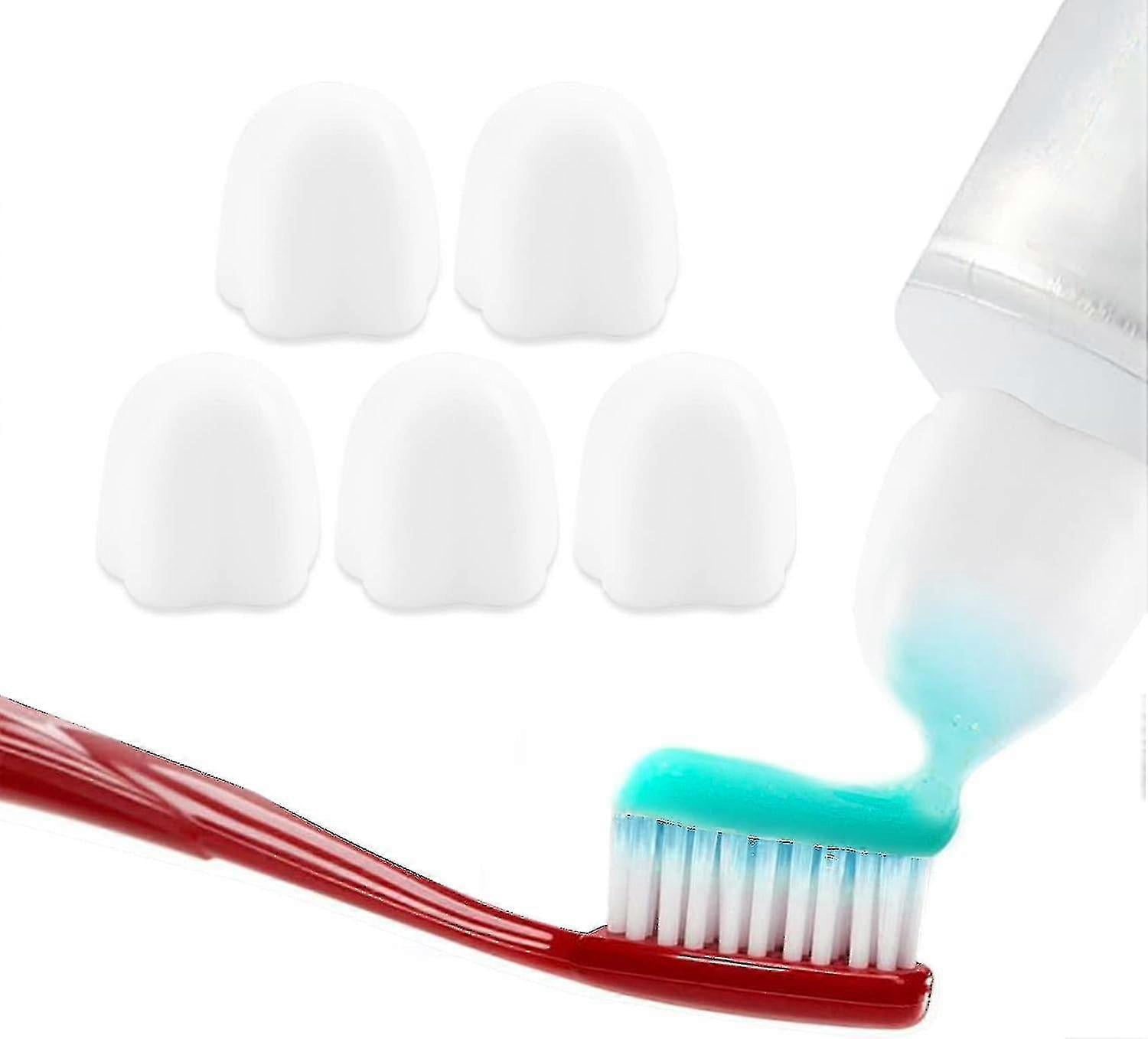 White - Self-closing Toothpaste Cap, 5 Caps To Avoid Messing Or Wasting ...
