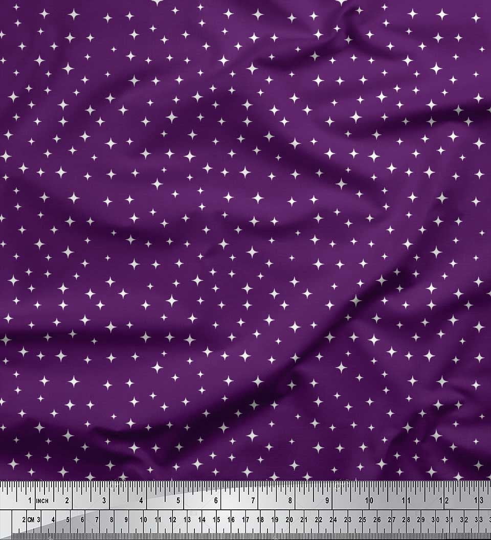 Soimoi Silk Fabric Star Small Print Fabric by The Yard 42 Inch Wide ...