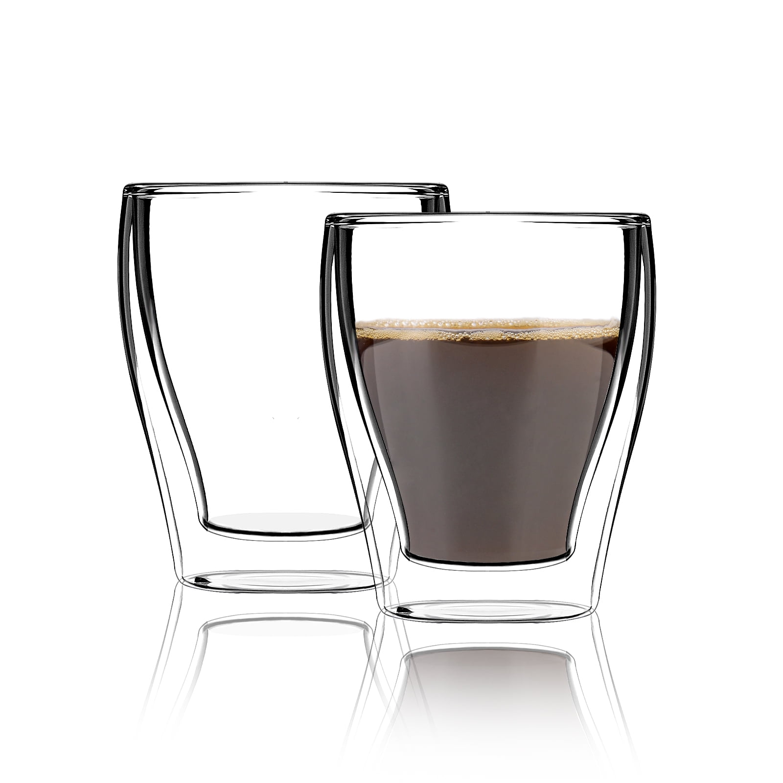 CnGlass Double Wall Insulated Glass Coffee Mugs,8.5oz Clear Tea Cups ...