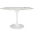 "Modway Lippa 54"" White Base Modern Oval Artificial Marble Dining ...