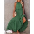 Anbech Women's Sleeveless Ruffled Pleated Long Flowy Sundress, Boho ...