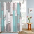 Bathroom Shower Curtain Retro Green White Wood Board Waterproof Shower ...