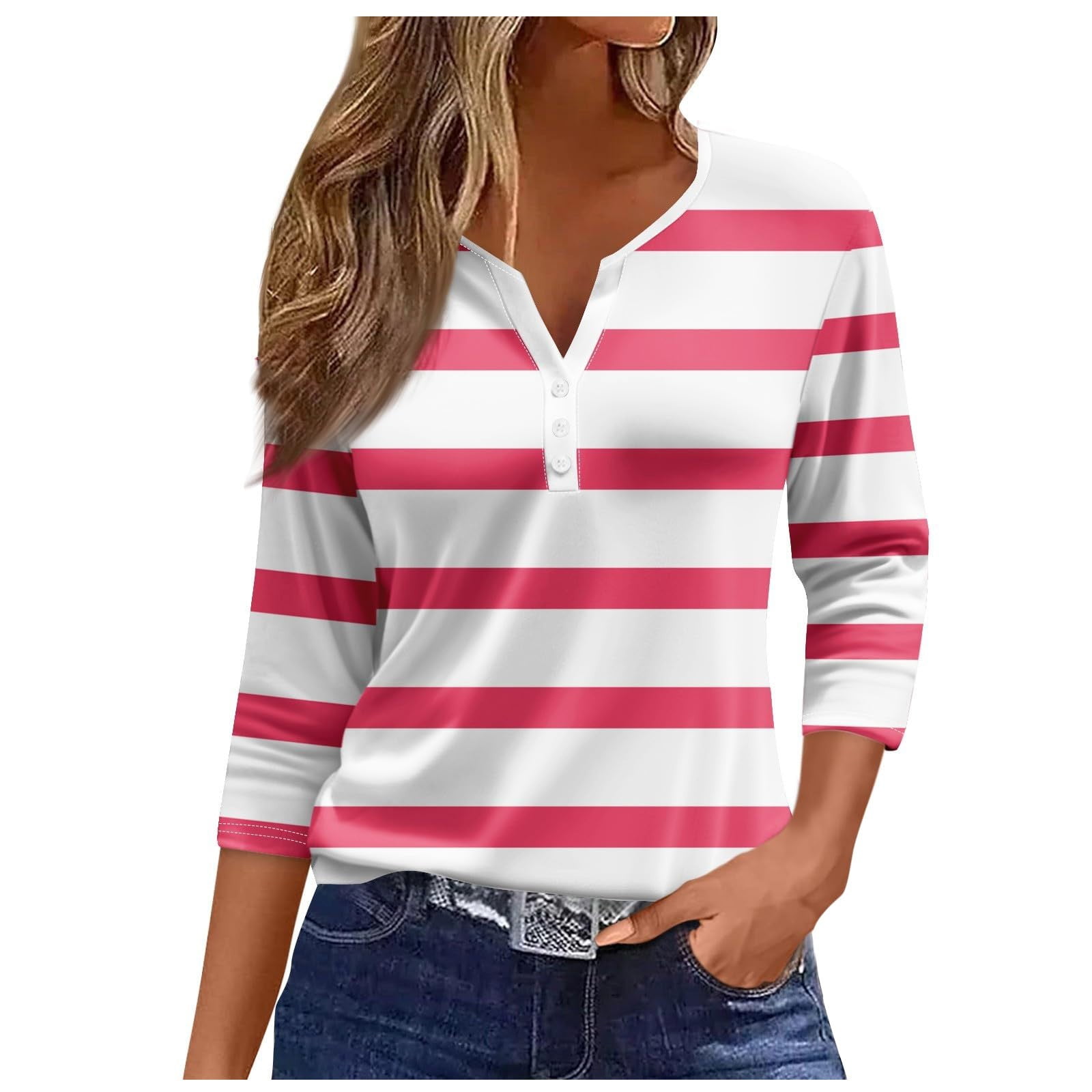 Click here for Xiaowwww Womens 3/4 Sleeve Tops Casual Neck Tshirt... prices