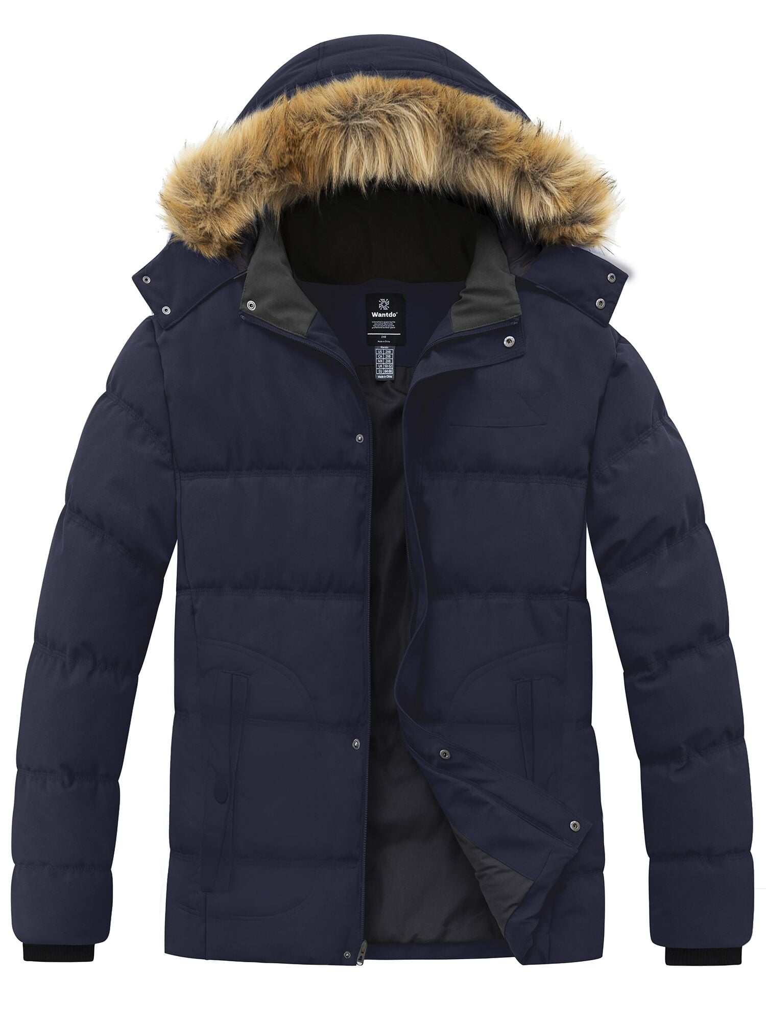 Wantdo Men's Winter Coat Warm Winter Puffer Coat Thicken Puffy Jacket ...