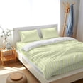 4 Piece Duvet Cover Set Queen, Yellow Geometric Stripe Texture Soft ...