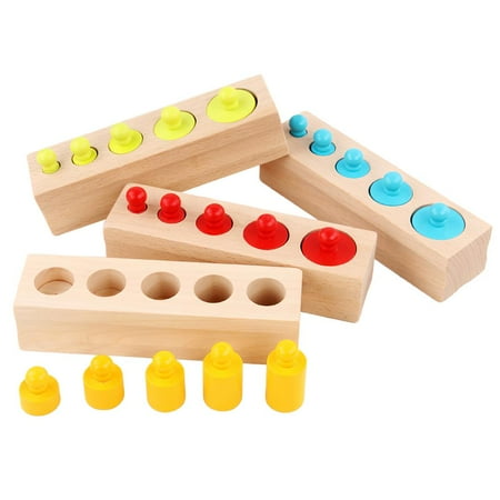 Cylindrical Base Socket Educational Wooden Toys Cylinders Ladder Blocks ...