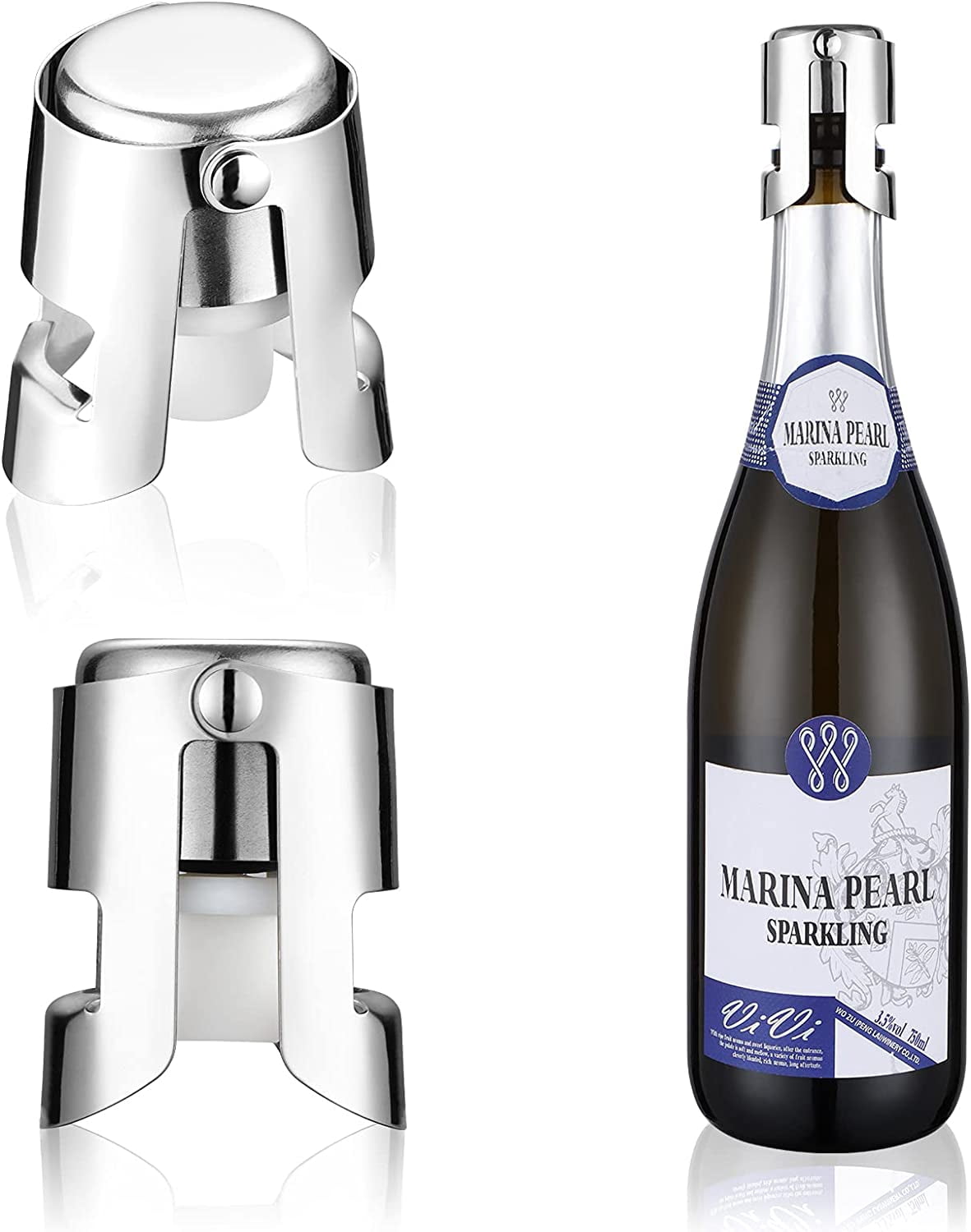 Champagne Stopper, 3 Pack Zero leakage Solid Stainless Steel Sparkling ...