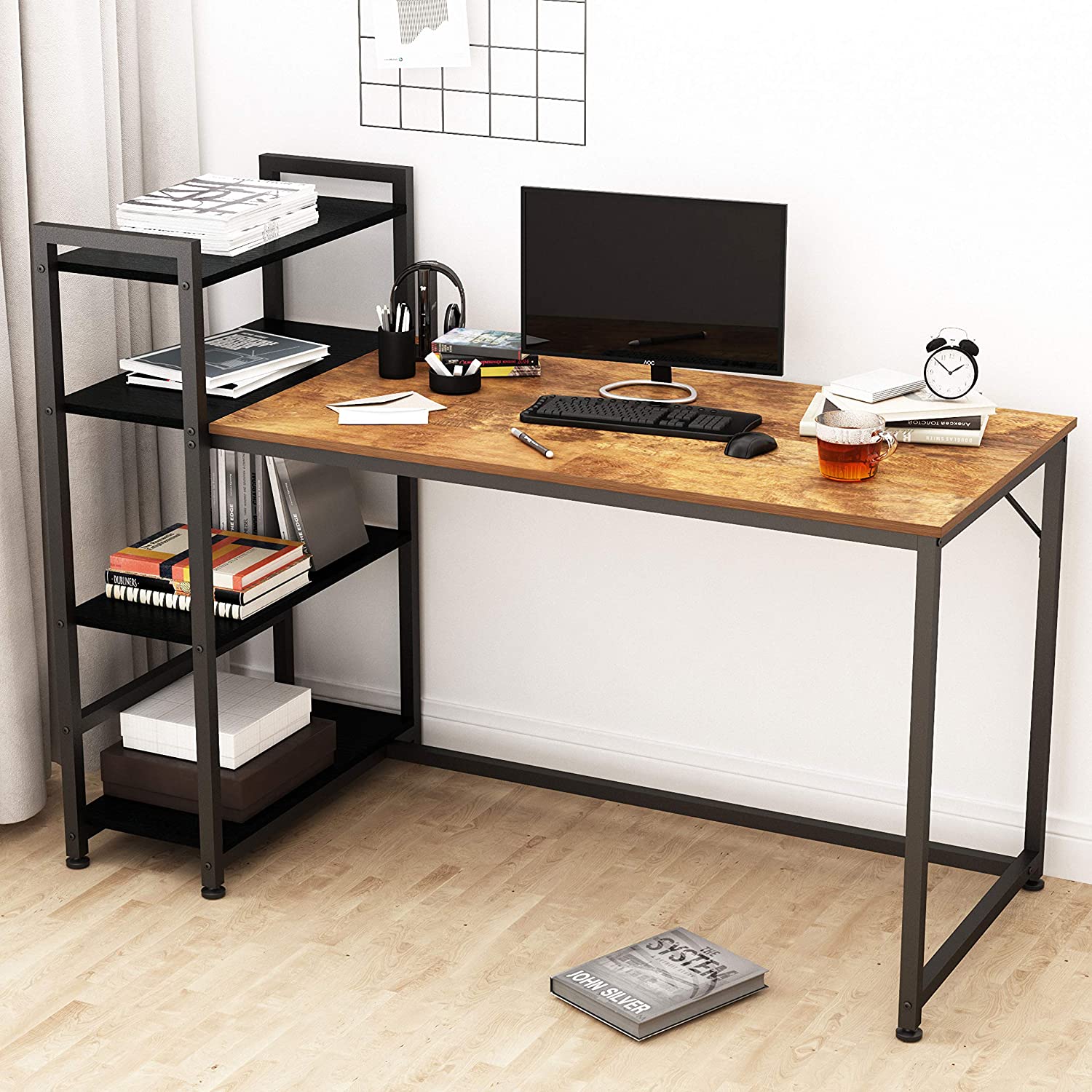 JOISCOPE Computer Desk with Storage Shelves, Latop Desk for Home Office ...