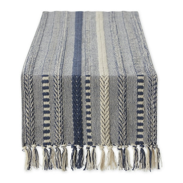 French Blue Braided Stripe Table Runner 15x72 - Walmart.com