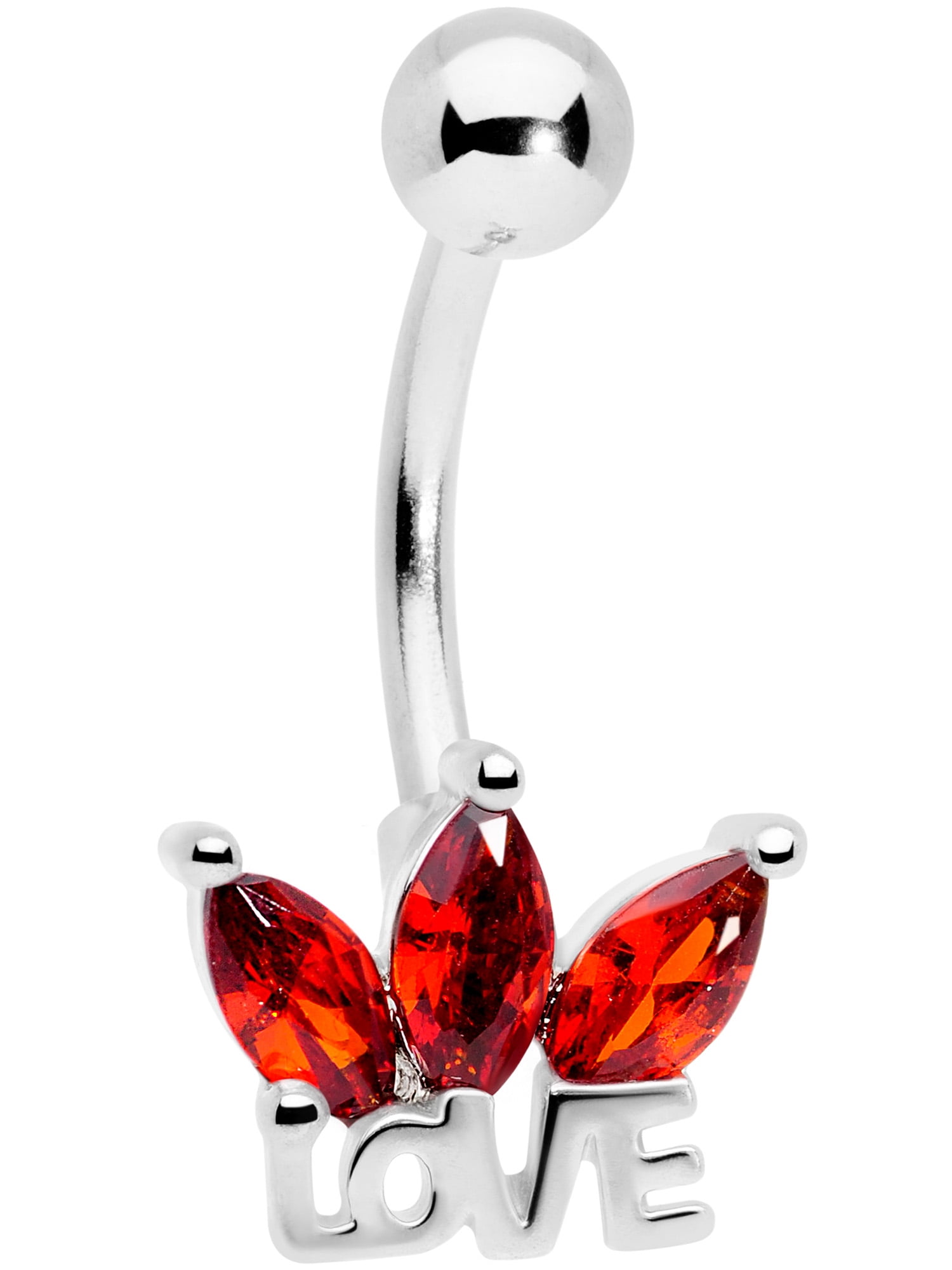 Body Candy Womens 14G 316L Stainless Steel Navel Ring Piercing Red ...